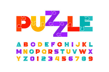 Puzzle font Royalty Free Vector Image - VectorStock