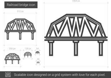 Railroad bridge icon flat style Royalty Free Vector Image