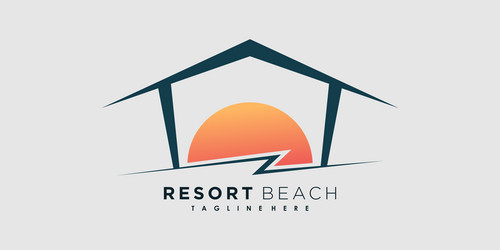 Resort beach logo design with icon palm creative Vector Image