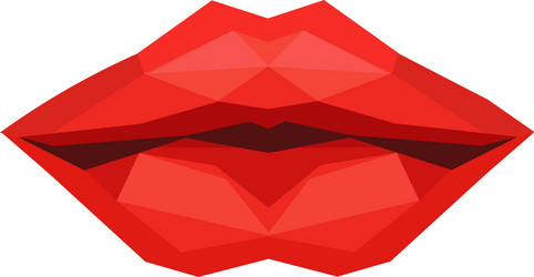 Geometric red lips made of triangles Royalty Free Vector