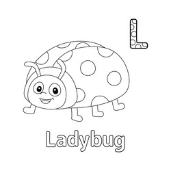 Ladybug animal tracing letter abc coloring page l Vector Image