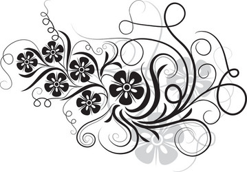 Black floral branch decorative filigree design Vector Image