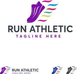 Simple running athletic logo template designs Vector Image