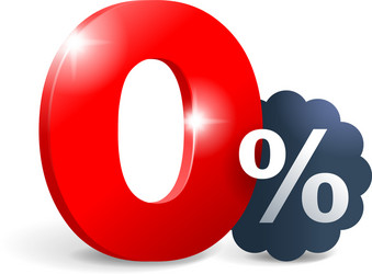 Zero percent with circle arrow Royalty Free Vector Image