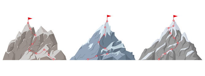 Cartoon mountain peak route rocky range climbing Vector Image