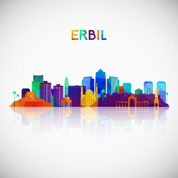 Erbil skyline and landmarks silhouette Royalty Free Vector