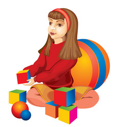 Happy child playing with blocks Royalty Free Vector Image