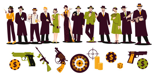 Mafia characters set Royalty Free Vector Image
