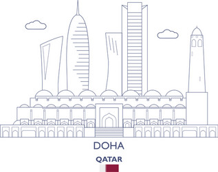 One single line drawing of doha city skyline Vector Image