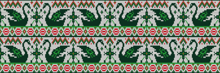 Embroidered traditional motif swans Royalty Free Vector