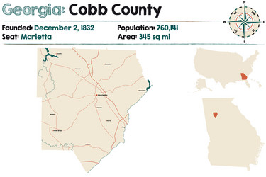 Map of cobb county in illinois Royalty Free Vector Image