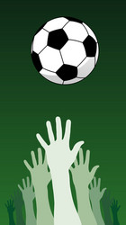 Hands around a soccer ball Royalty Free Vector Image
