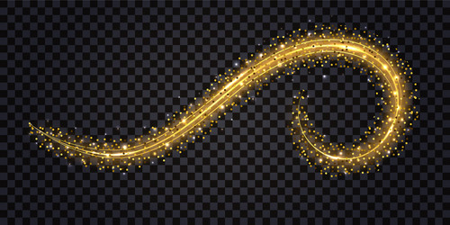 Magic light golden swirl glowing trail Royalty Free Vector