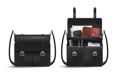 Business bag documents set Royalty Free Vector Image