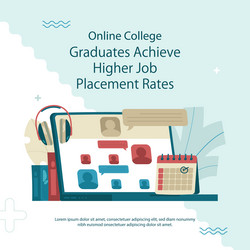 Flat design online college posts isolated on white