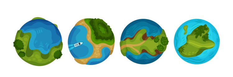 Round planet earth and globe with land ocean Vector Image