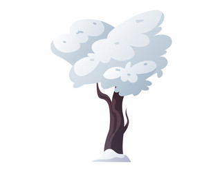Cartoon tree with a snow-covered crown white cold Vector Image
