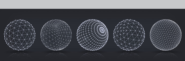 Sphere grid 3d wireframe spheres line globe Vector Image