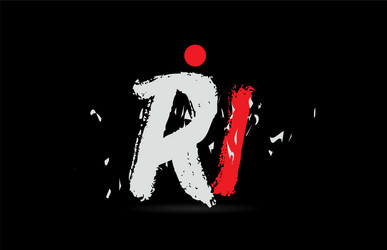 Grunge white red black alphabet letter r logo Vector Image