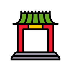 Eastern chinese arch carved red gold columns Vector Image