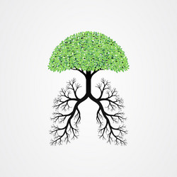 Green tree root world map with earth house concept