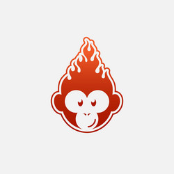 Monkey head with angry face in a ball fire Vector Image