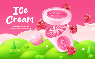 Premium ice cream package label template with Vector Image