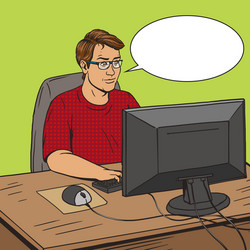 Software developer at work comic book style Vector Image