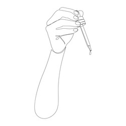 Continuous one line drawing of hand holding glass Vector Image