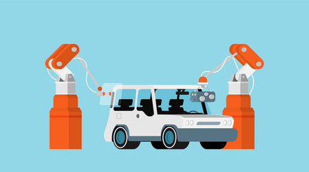 Factory conveyor car assembly intelligent Vector Image