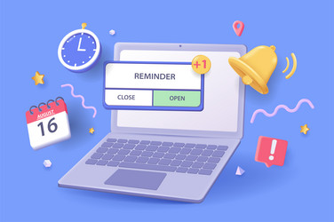 Modern 3d of reminder concept 3 Royalty Free Vector Image