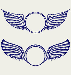 Angel wings and shield Royalty Free Vector Image