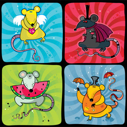 Two cartoon rats on a heart background Royalty Free Vector