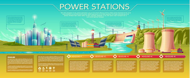 Cartoon power stations isolated set Royalty Free Vector