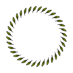 Round frame with positive beautiful green leaves Vector Image