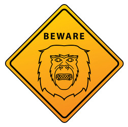 Monkey warning sign Royalty Free Vector Image - VectorStock