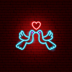 Couple hearts neon sign Royalty Free Vector Image