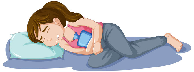 Girl experiencing menstrual cramps during puberty Vector Image