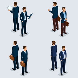 Isometric businessman front view rear Royalty Free Vector