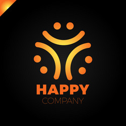 Three smile people logo - happy community icon Vector Image