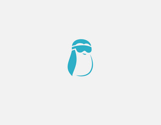 Creative minimalistic blue penguin logo icon Vector Image
