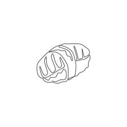 One single line drawing of fresh delicious Vector Image