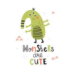 Cute funny monster print design Royalty Free Vector Image