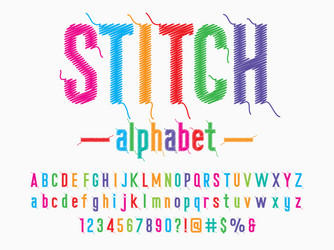 Zigzag font stitched with thread embroidery Vector Image