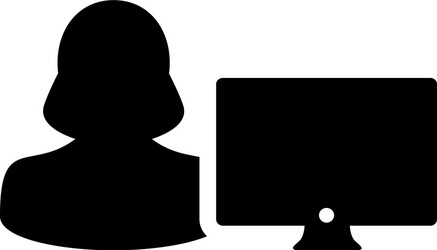 User icon female person with computer monitor Vector Image