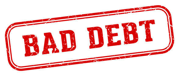 Bad debt stamp label on transparent Royalty Free Vector
