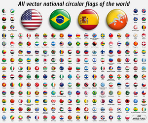 All national flags of the world circle convex Vector Image