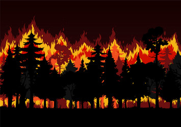 Cartoon forest fires natural disaster fire damage Vector Image
