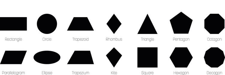 Geometric shapes with labels set 12 basic Vector Image