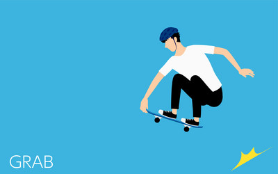 Skateboarding grab-type trick a man grabbing Vector Image